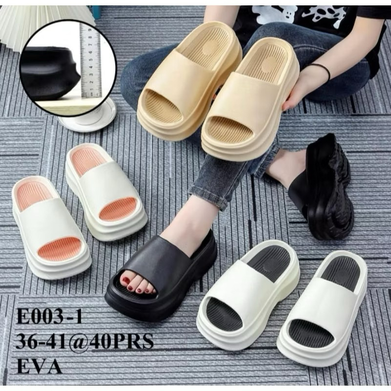 Jual Sandal Spon Eva Rubber Motif Slop.Polos Model Korean Look Tinggi 7 ...