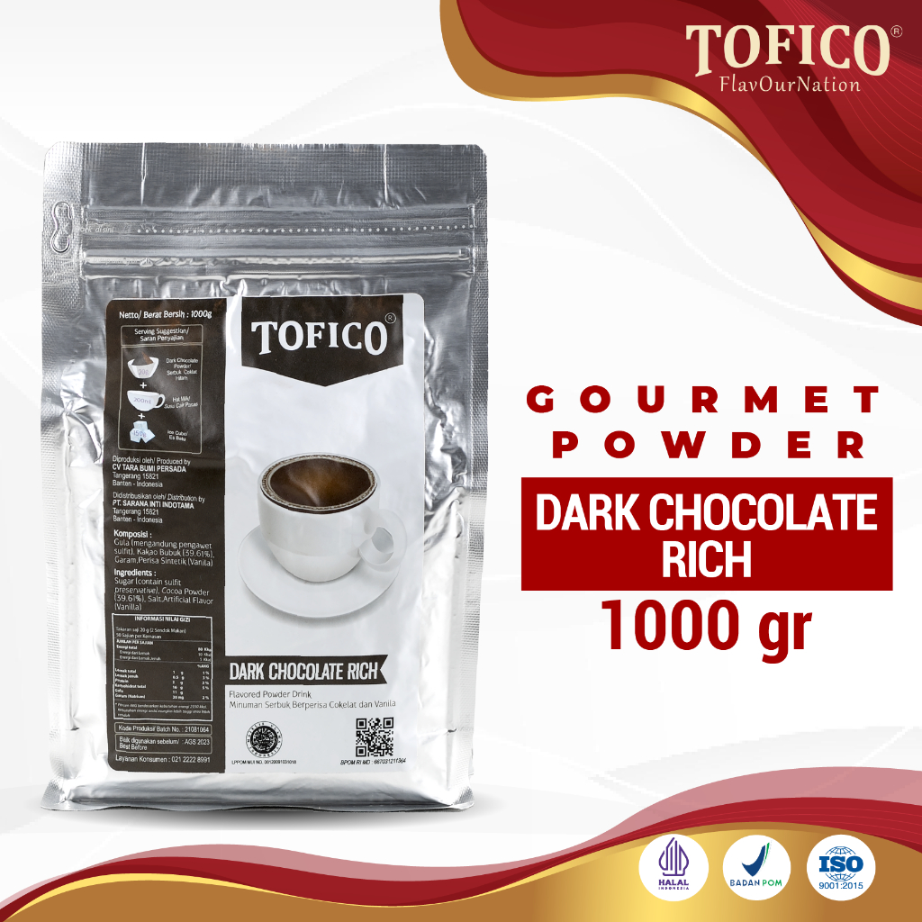 Jual Powder Dark Chocolate Rich Tofico / Bubuk Rasa Belgian Dark ...