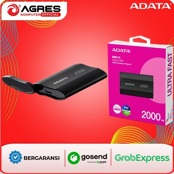 Jual ADATA SSD EXTERNAL SD810 2TB BLACK DURABLE 5Y - UP TO 2000 MB/S | Shopee Indonesia