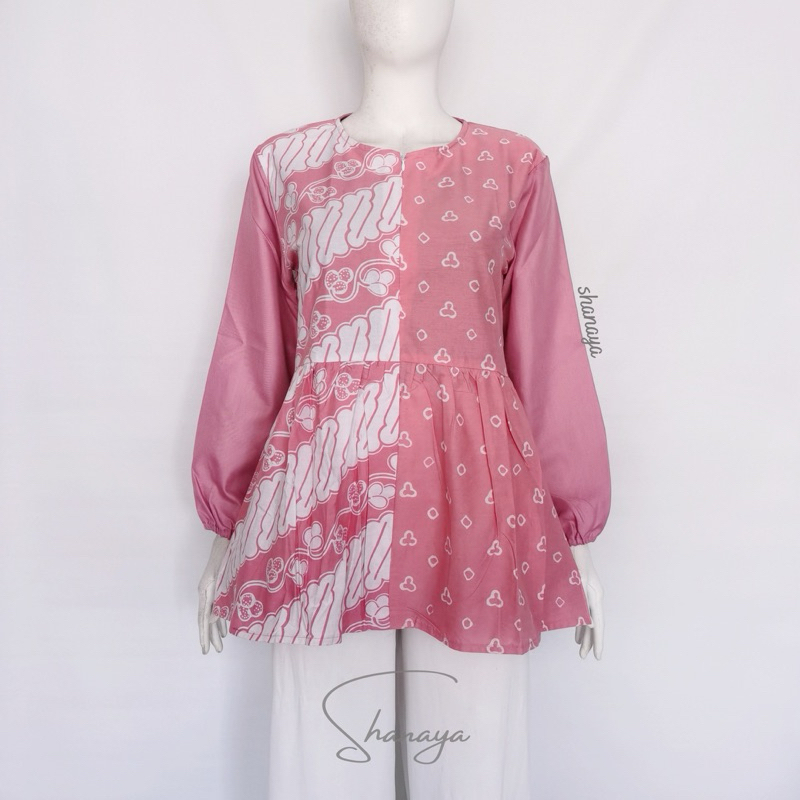 Jual Shanaya Baju Batik Solo Blus Dusty Batik Cap Garutan Kombinasi ...