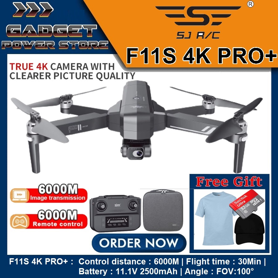 Jual DRONE SJRC F11S 4K PRO PLUS 6KM Drone GPS 2-Axis Gimbal 4K Camera Self-Stabilized | Shopee ...
