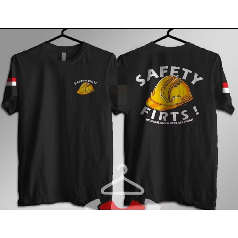 Jual KAOS SAFETY FIRST GAMBAR HELM KUNING BERPIKIR AMAN BEKERJA AMAN ...