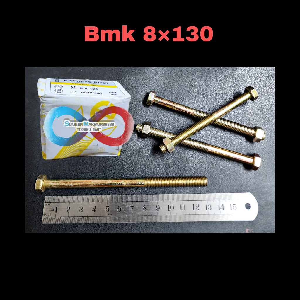 Jual BOX - baut mur kuning / bmk M 8×130 ( isi 125 pcs ) | Shopee Indonesia