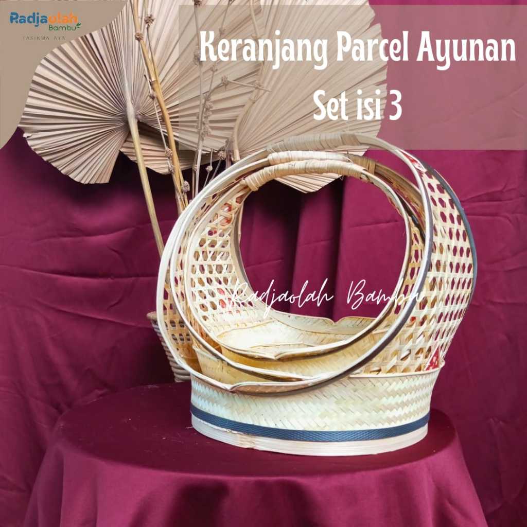 Jual Keranjang Parcel Bahan Bambu SET Isi 3 Model Ayunan / Keranjang ...