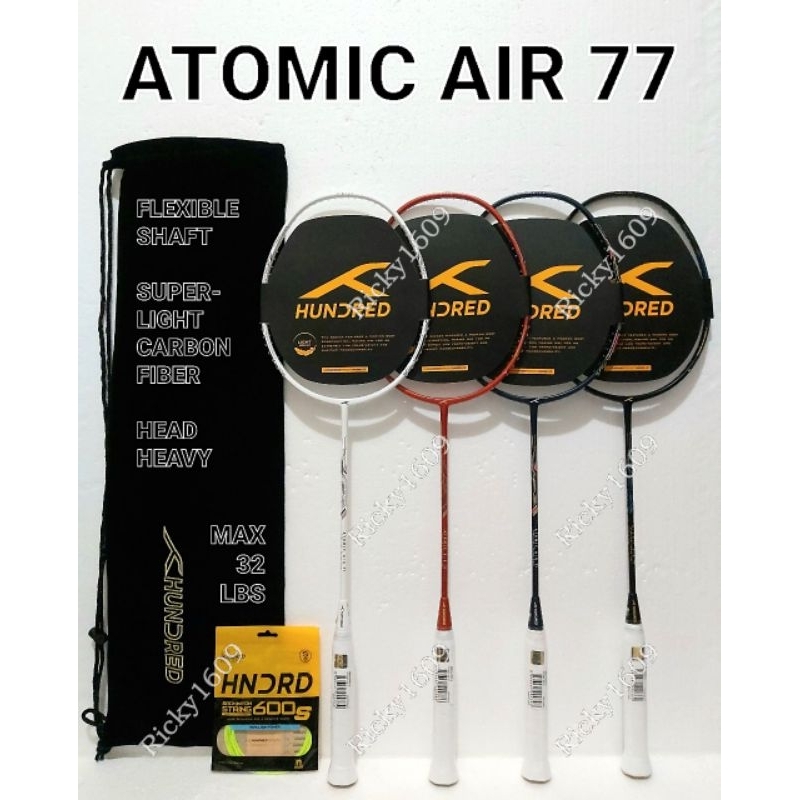 Jual RAKET BADMINTON HUNDRED ATOMIC AIR 77 - HEAD HEAVY - TENSION 32 LBS - FLEXIBLE - ORIGINAL ...