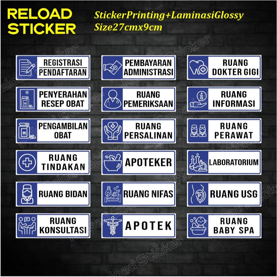 Jual Stiker Nama Ruangan Klinik Bidan Rumah Sakit Stiker Printing ...