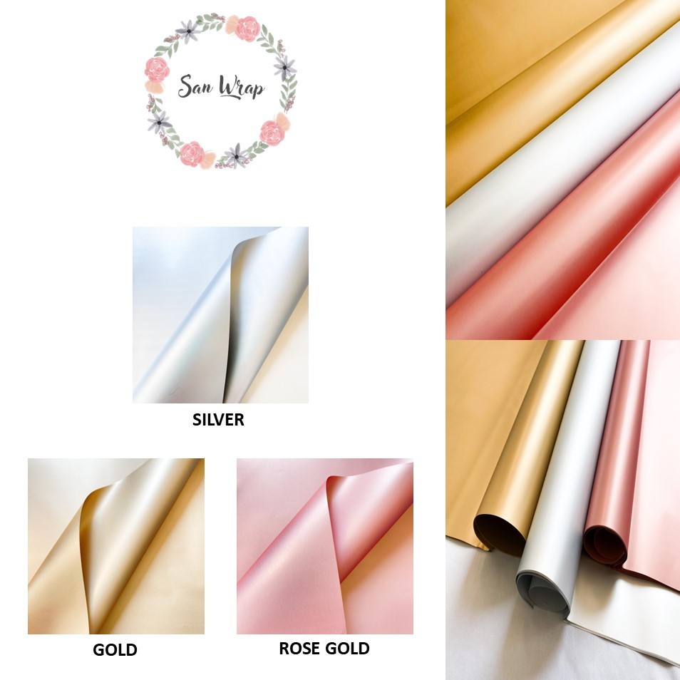 Jual (5 Lembar) Flower Wrapping Paper Varian Polos Glossy Cellophane ...