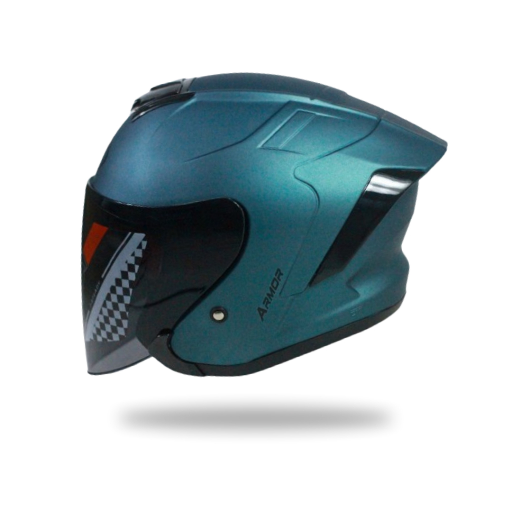 Jual Helm JS ARMOR DARK TEIL Metalic Half Face Original SNI | Shopee ...