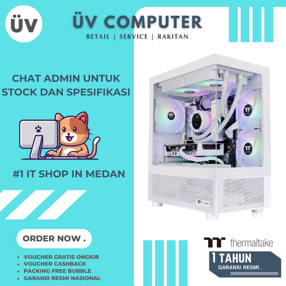 Jual Casing Gaming PC Komputer Thermaltake View 170 TG ARGB Snow | Mini ...