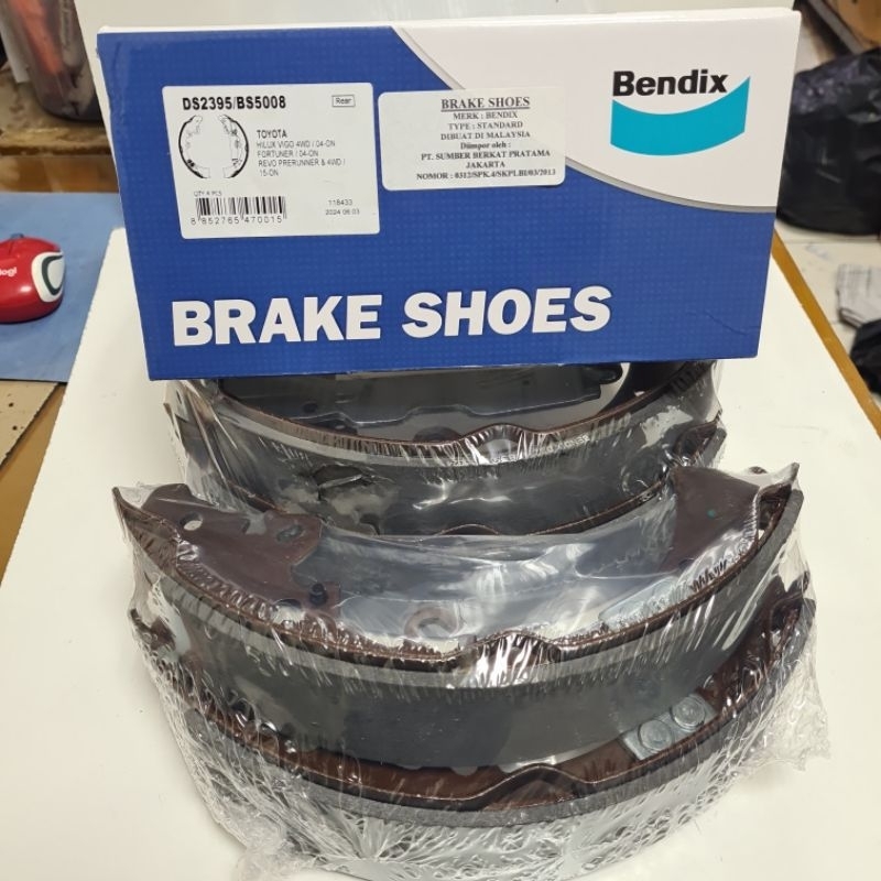Jual KAMPAS REM BELAKANG FORTUNER HILUX 2005-2015 BRAKE SHOE BENDIX DS-2395/BS-5008 | Shopee ...