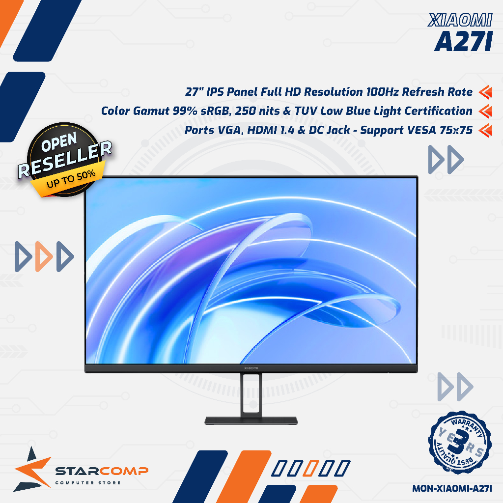 Jual Xiaomi A27i 27 Inch IPS 100Hz FHD Monitor LED Frameless | Shopee ...