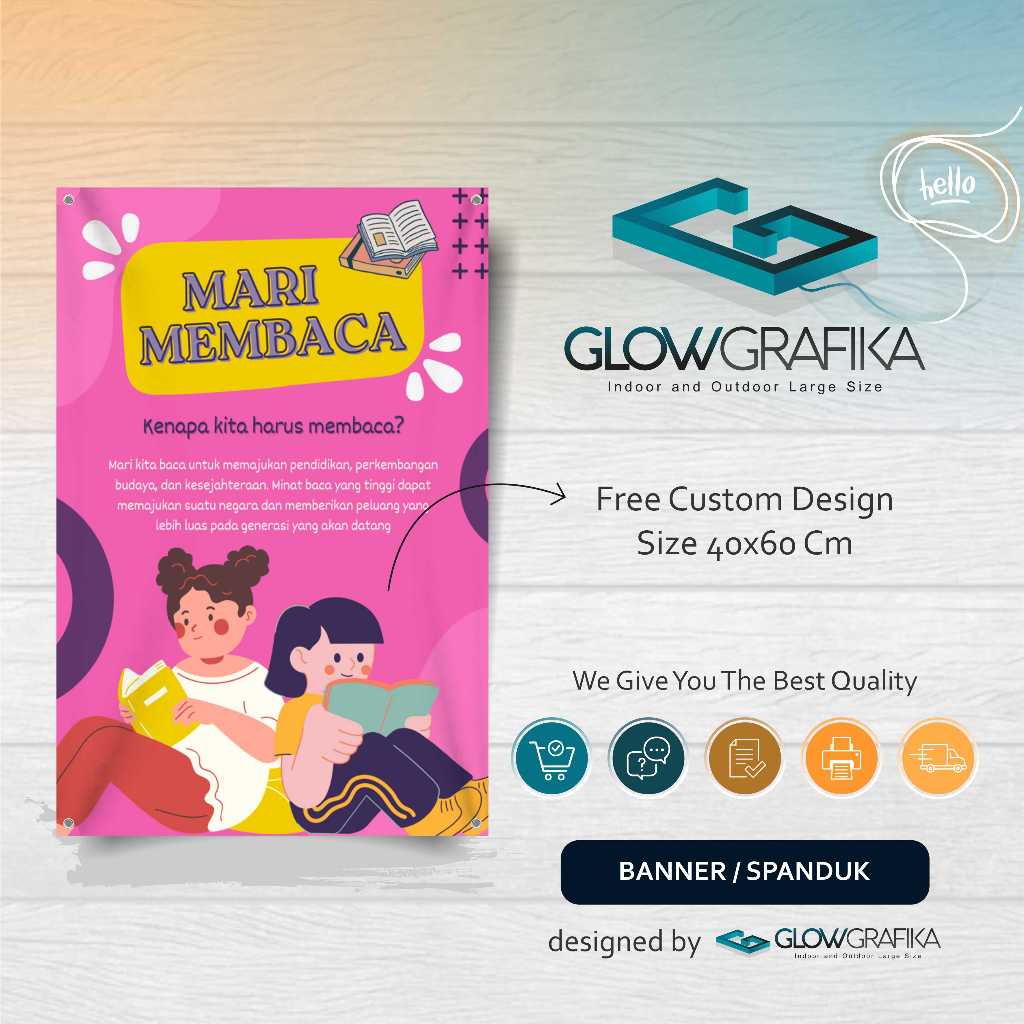 Jual Cetak Spanduk Banner Merah Muda Kuning Illustrasi Kampanye Mari ...