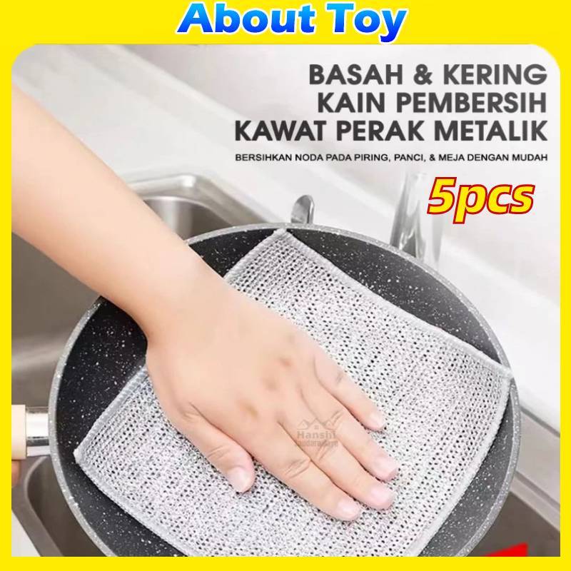 Jual 5 Pcs Kain Lap Dapur Kawat Jaring Halus/Buat Cuci Piring/Cuci ...