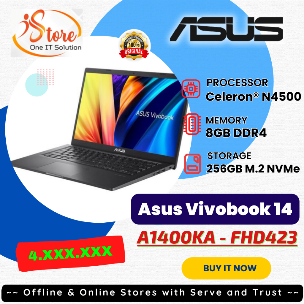 Jual Asus Vivobook 14 A1400KA FHD423 FHD424 /Celeron N4500/8GB/256GB ...