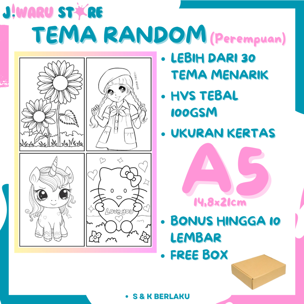 Jual 30 Gambar Kertas mewarnai anak / Coloring / Sketsa Tema Random ...