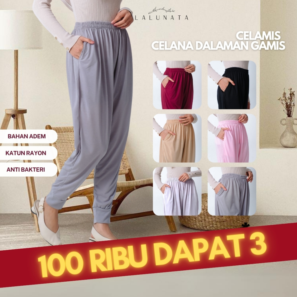 Jual LALUNATA - Celana Daleman Gamis Celamis Inner Legging Kulot ...
