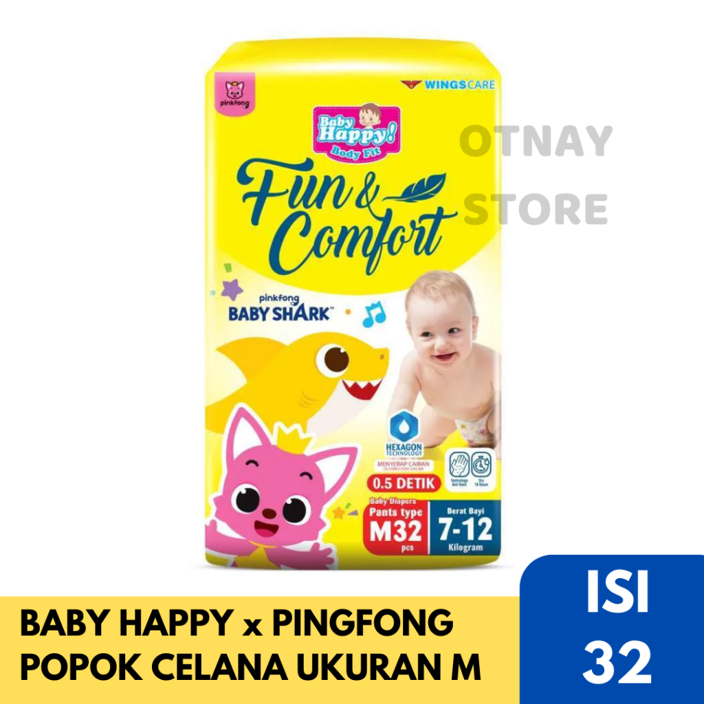 Jual Popok Bayi Baby Happy PINKFONG Ukuran M - M32 (Baby Shark ...