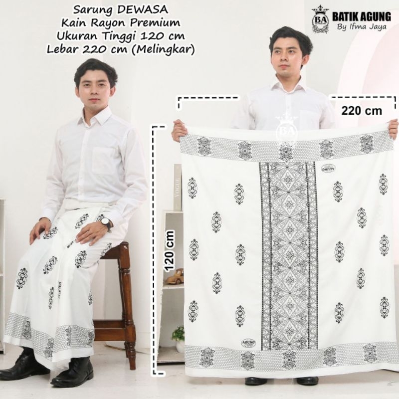 Jual Sarung Goyor Dewasa Putih | Sarung Rayon Dewasa | Sarung Putih ...