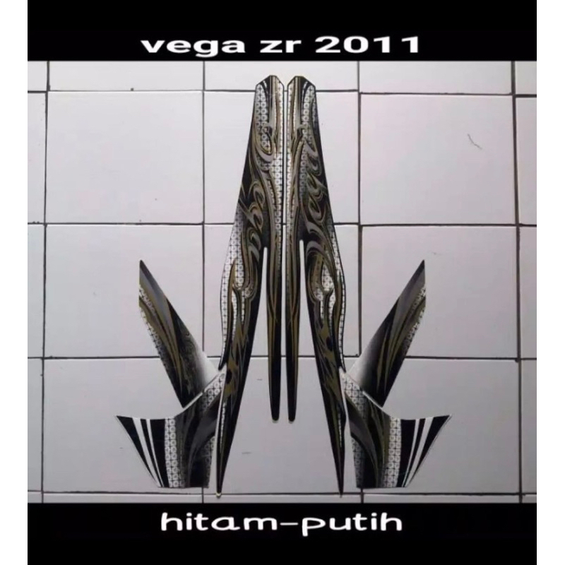 Jual STICKER FULL SET STRIPING LIS BODY YAMAHA VEGA ZR 2011 HITAM PUTIH ...