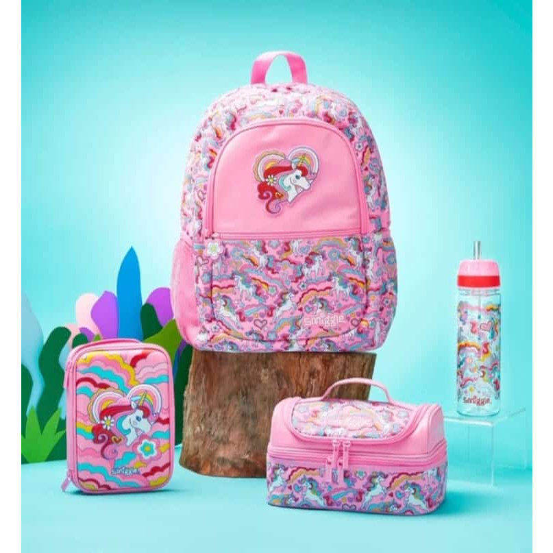 Jual Smiggle Wild Side Unicorn Pink Love Backpack Lunchbag Bottle ...