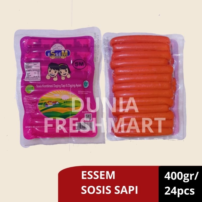 Jual ESSEM SOSIS SAPI/SOSIS AYAM 400gr/24pcs BEEF SAUSAGE CHICKEN SAUSAGE | Shopee Indonesia