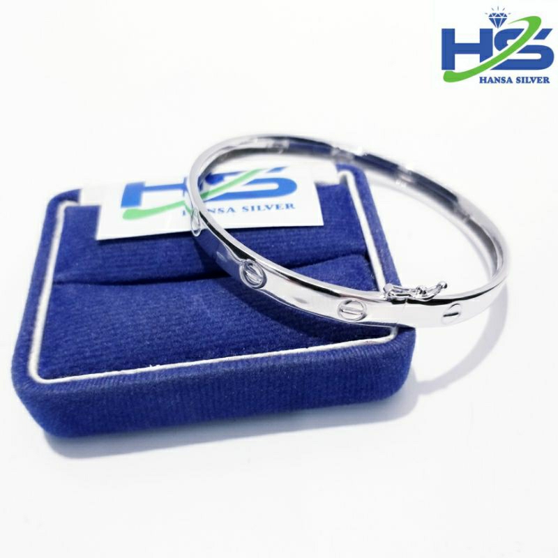Jual Gelang Perak Asli Silver 925 Lapis Emas Putih Model Bangle ...