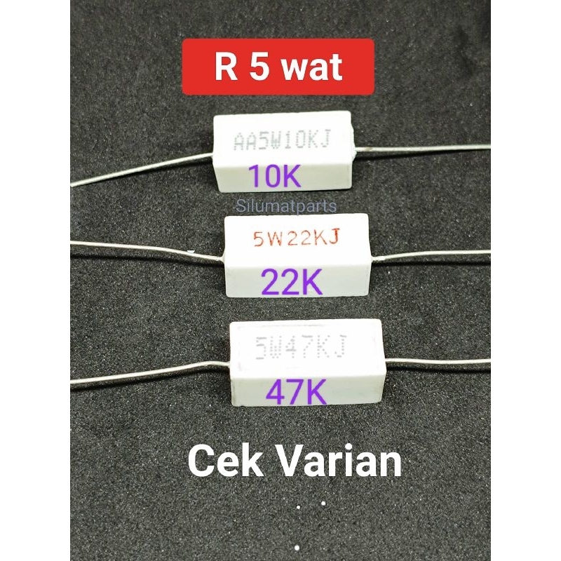 Jual Resistor kapur 5 wat 10K 22K 47K Resistor 5watt 10k 22k 47k R 5 w 10k 22k 47k | Shopee ...