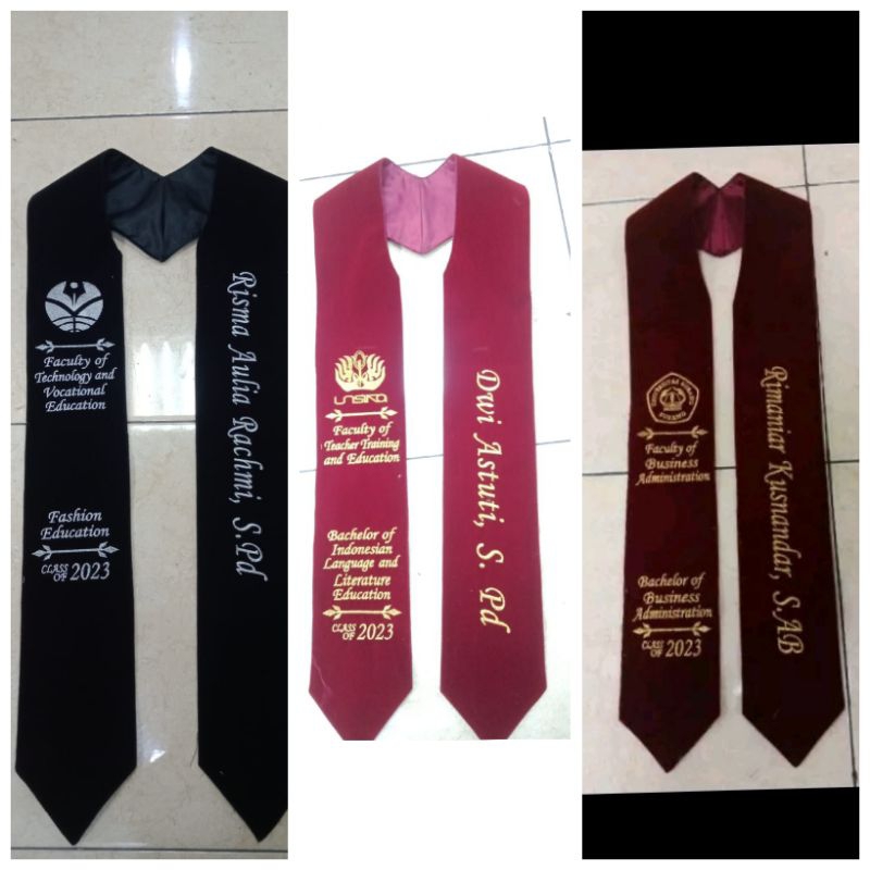 Jual SEHARI JADI (bahan premium) selempang leher,bentuk toga runcing ...