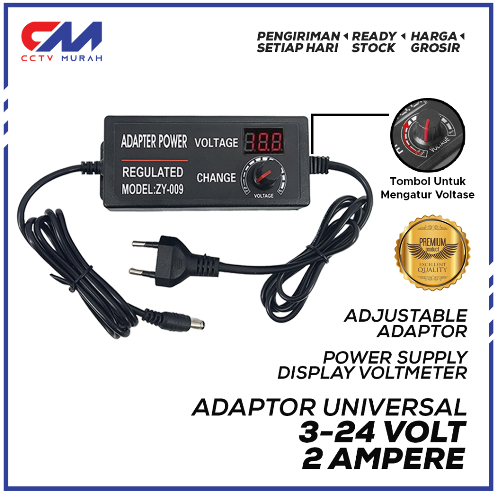Jual Adjustable Adaptor 3-24V DC 2A Power Supply Display Voltmeter | Shopee Indonesia