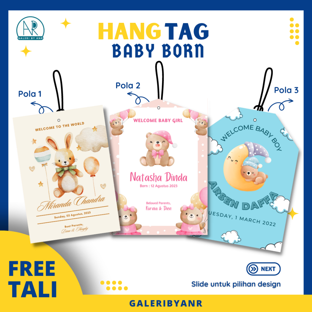 Jual D09 Hangtag Baby Born custom | Hang Tag tasyakuran kelahiran ...