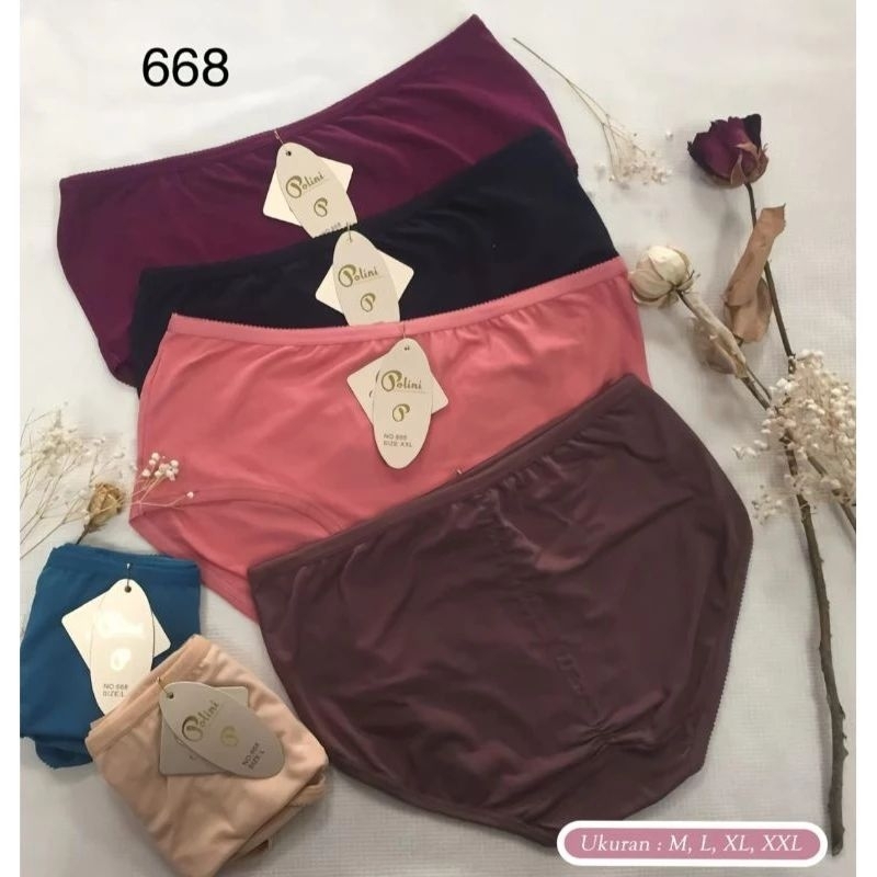 Jual (6 Pcs ) CD / Celana Dalam Polini 668 ABG / Dewasa Perempuan Polos Uk.M-XXL | Shopee Indonesia