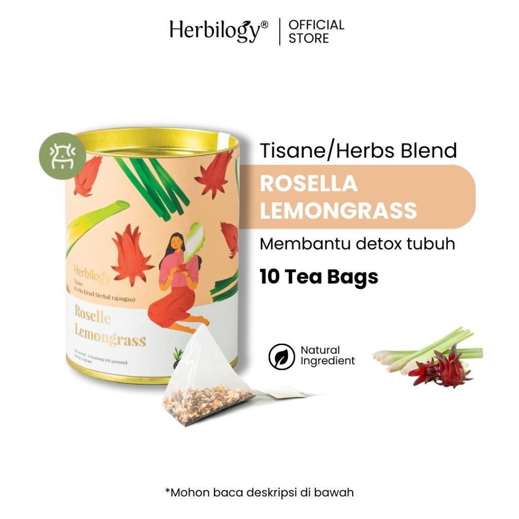 Jual Herbilogy Tisane/Herbs Blend Roselle Lemongrass - 10 pyramid ...