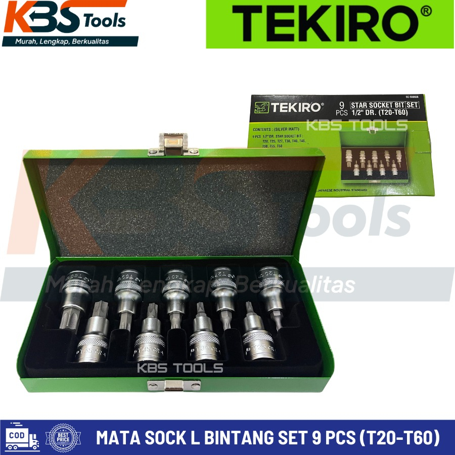 Jual Tekiro Mata Kunci Sock L Bintang Set 9 Pcs Star Bit Socket L T20 ...