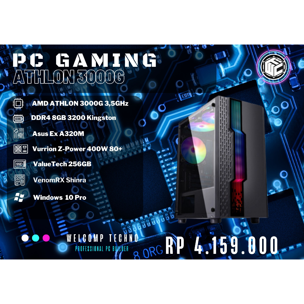 Jual Komputer PC Gaming Athlon 3000G / 8GB / 256GB Sata / Venomrx ...
