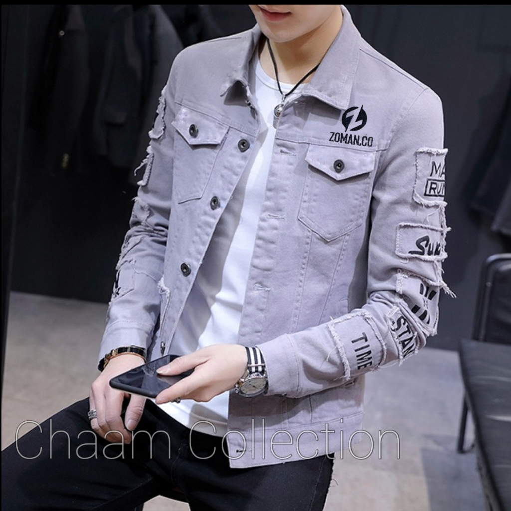 Jual Jaket Jeans Warna Putih| Jacket Denim Korean Style Motif FULL ...