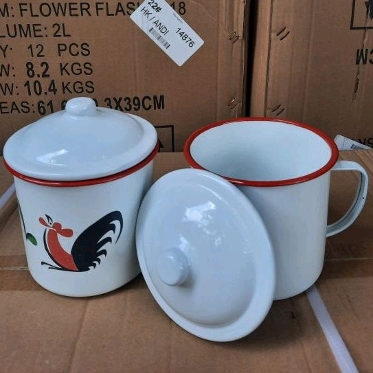 Jual MUG ENAMEL JADUL TUTUP 12 Cm / Mug Enamel 12 Cm / Mug Jadul Ayam ...