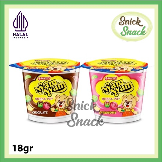 Jual Nyam Nyam Bubble Puff Coklat Choco And Strawberry 18 Gr Snack