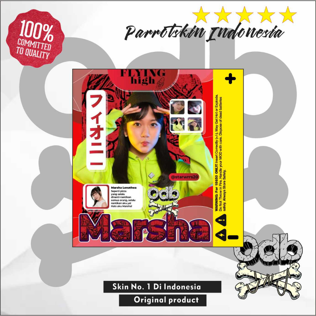 Jual Warp Baterai Stiker wrap ODB JKT 48 style 18650 21700 Bisa custom ...