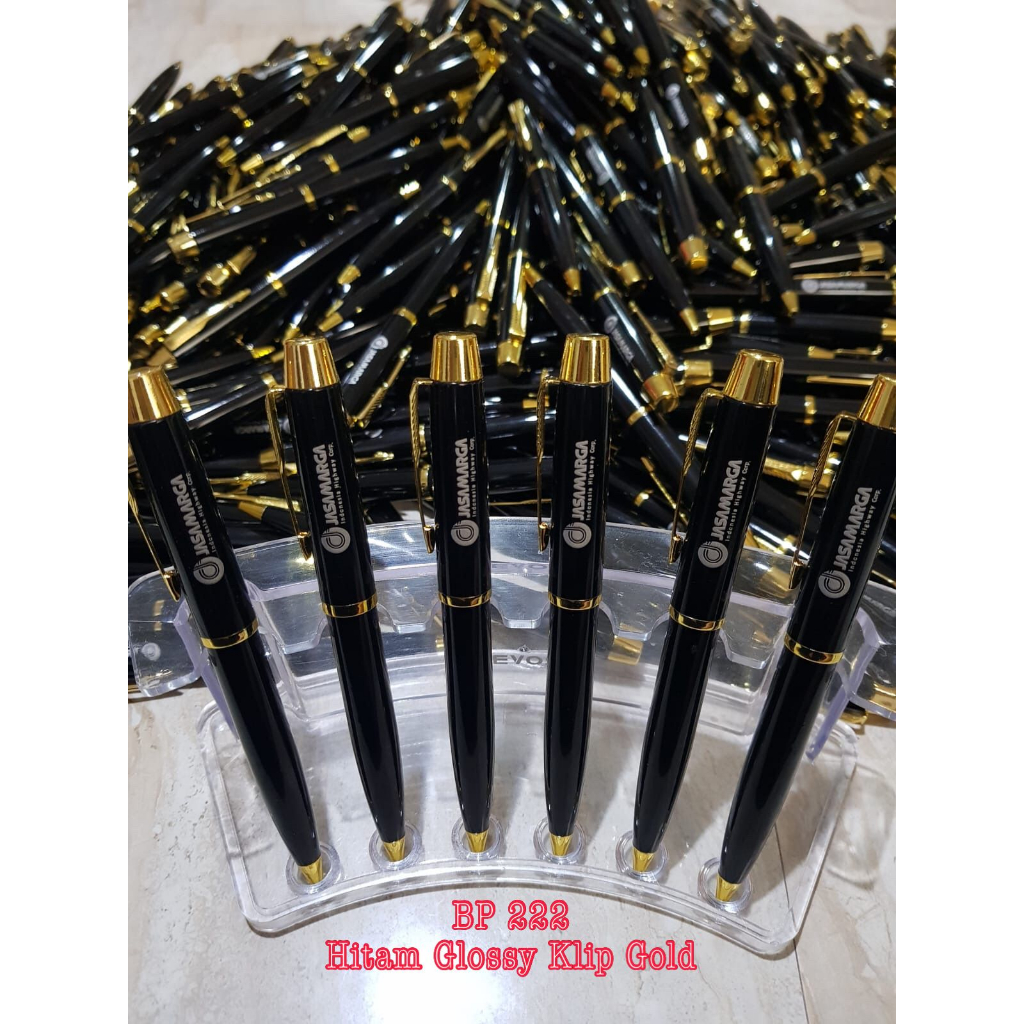 Jual Bp 222 hitam glosy klip gold / Pen metal / Pen besi / Ballpoint ...