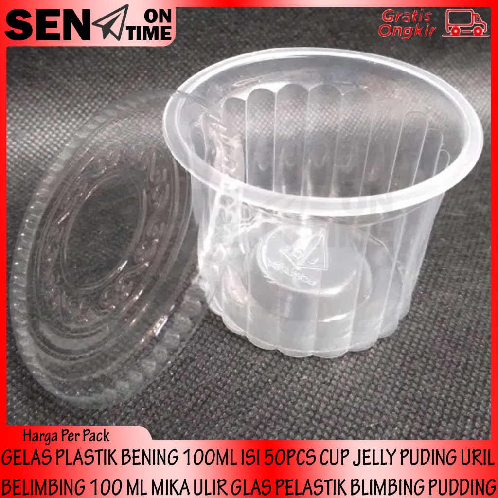 Jual CUP JELLY PUDING BELIMBING 100 ML ISI 50PCS GELAS PLASTIK BENING ...