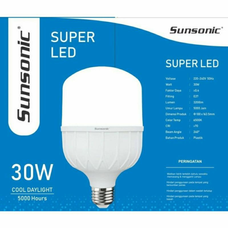 Jual LAMPU SUNSONIC LED CAPSULE KAPSUL TABUNG 30W CAHAYA PUTIH | Shopee Indonesia