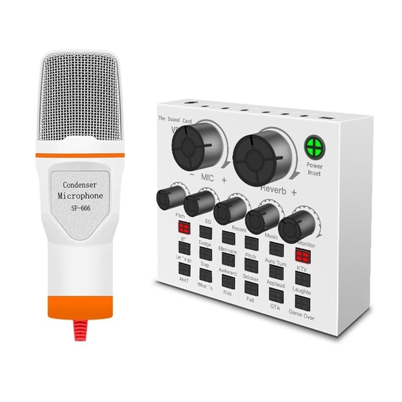 Jual Paket V8 PRO dengan Mikrofon SF-666 Sound card live V8 Pro V8s V8 ...