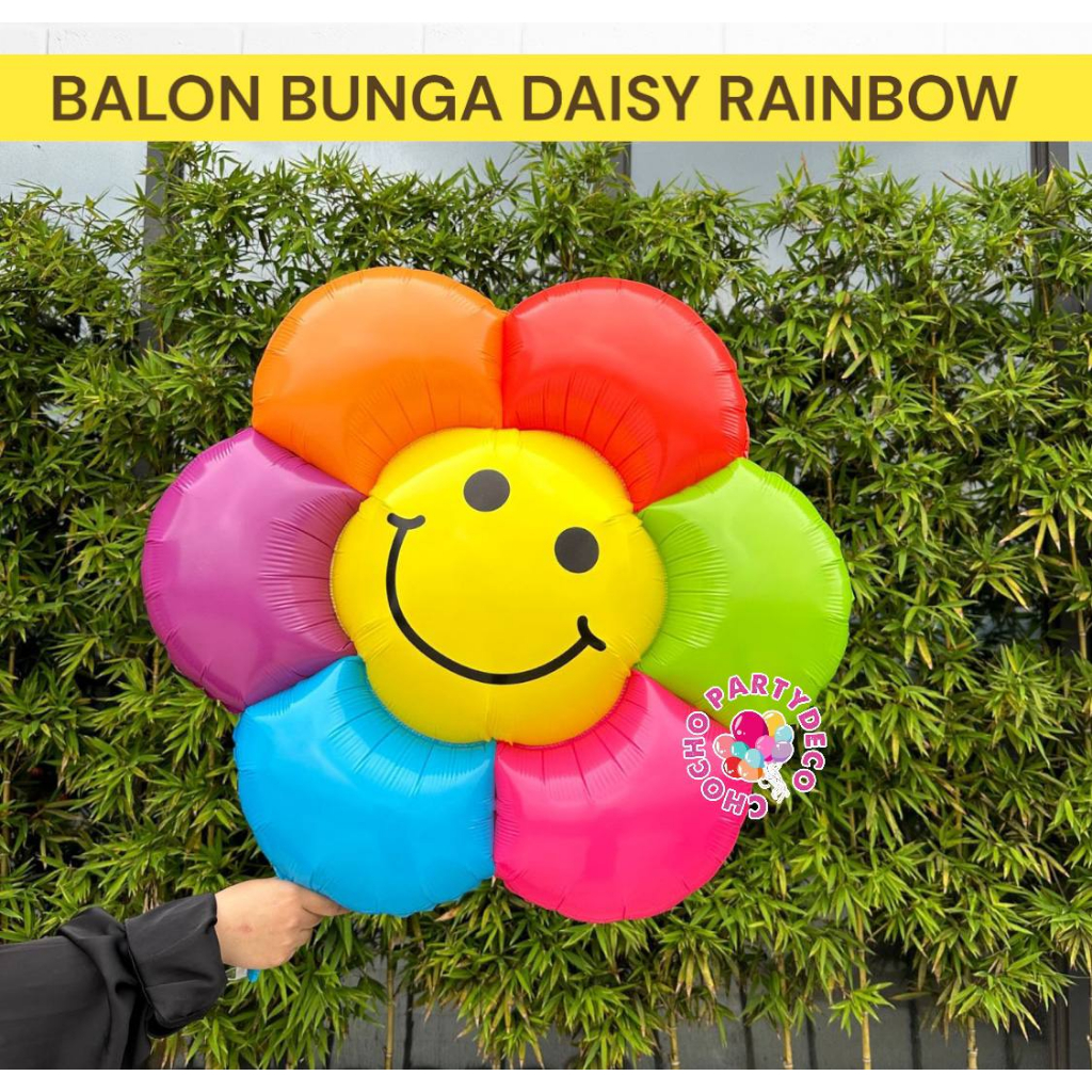 Jual Balon Foil BUNGA DAISY RAINBOW / Balon Bunga Daisy Warna Warni ...