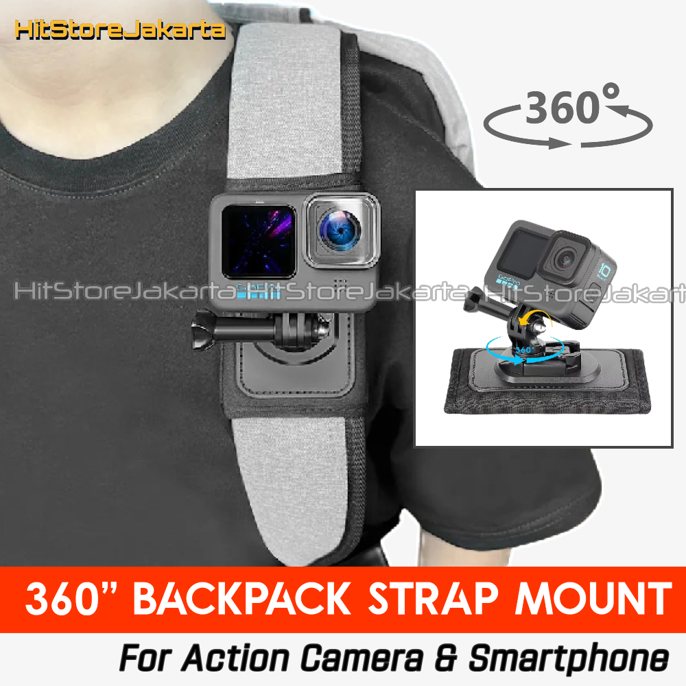 Jual 360° Rotation Backpack Strap Mount For GoPro Insta360 Osmo Action ...