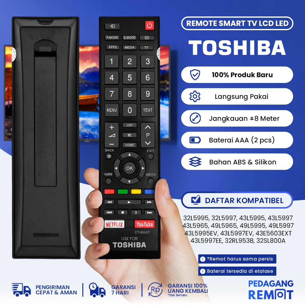 Jual Remot Remote TV Toshiba REGZA LCD LED Android Smart TV CT-95007 32L5995 | Shopee Indonesia