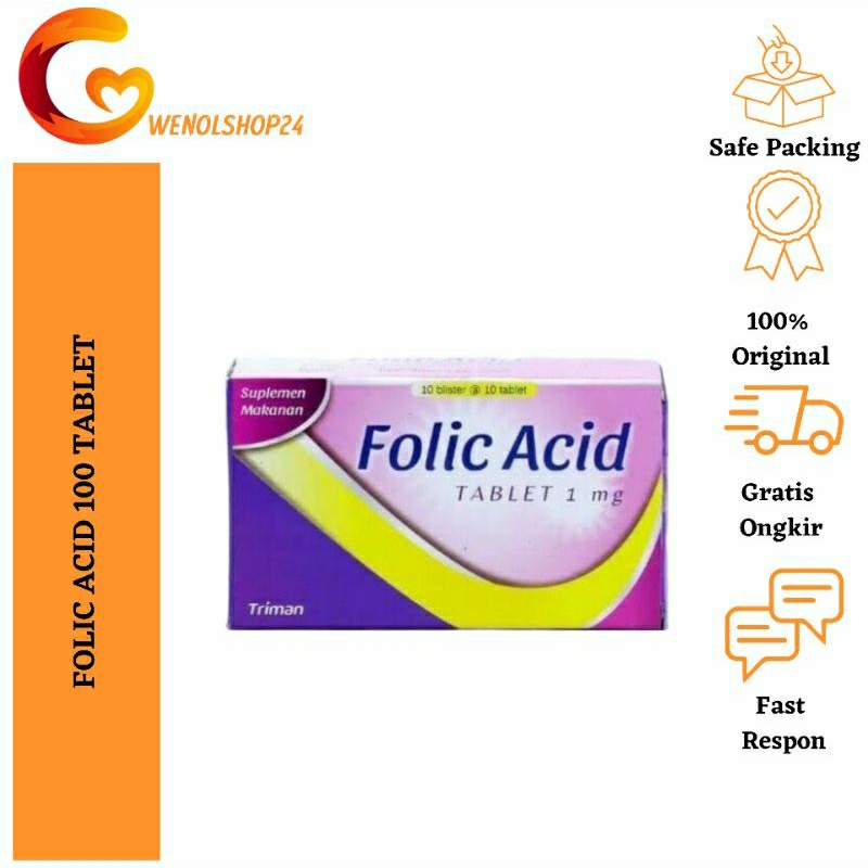 Jual Folic Acid Isi 100 Tablet Triman / Asam Folat 1 Mg 100 Tablet ...