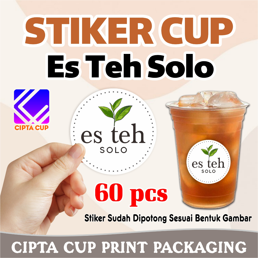 Jual stiker label gelas cup minuman es teh solo | Shopee Indonesia