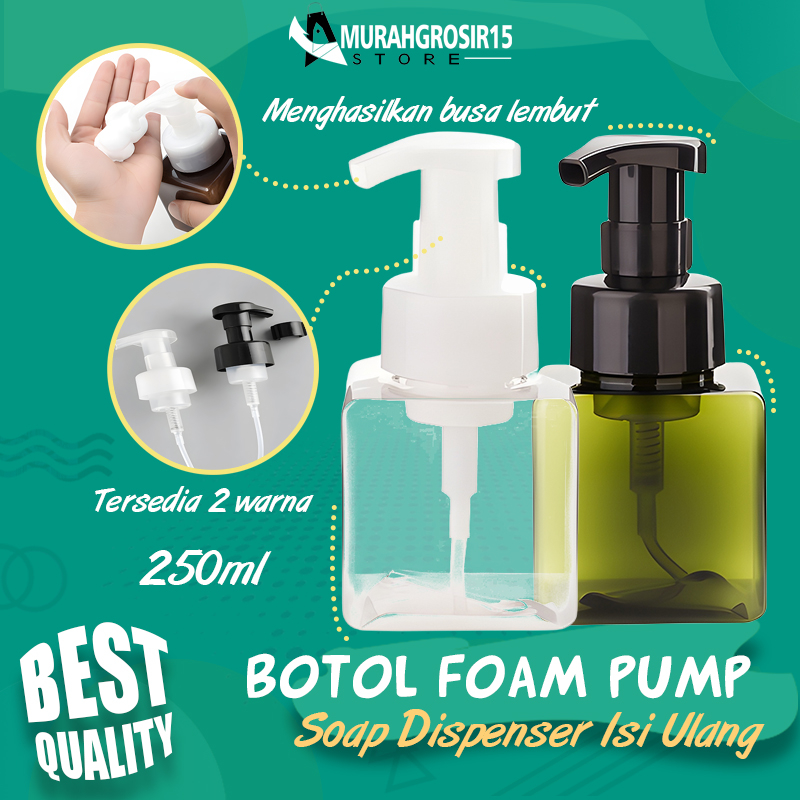 Jual Botol Foam Pump 250ml Soap Dispenser Isi Ulang Tutup Hitam Sabun ...