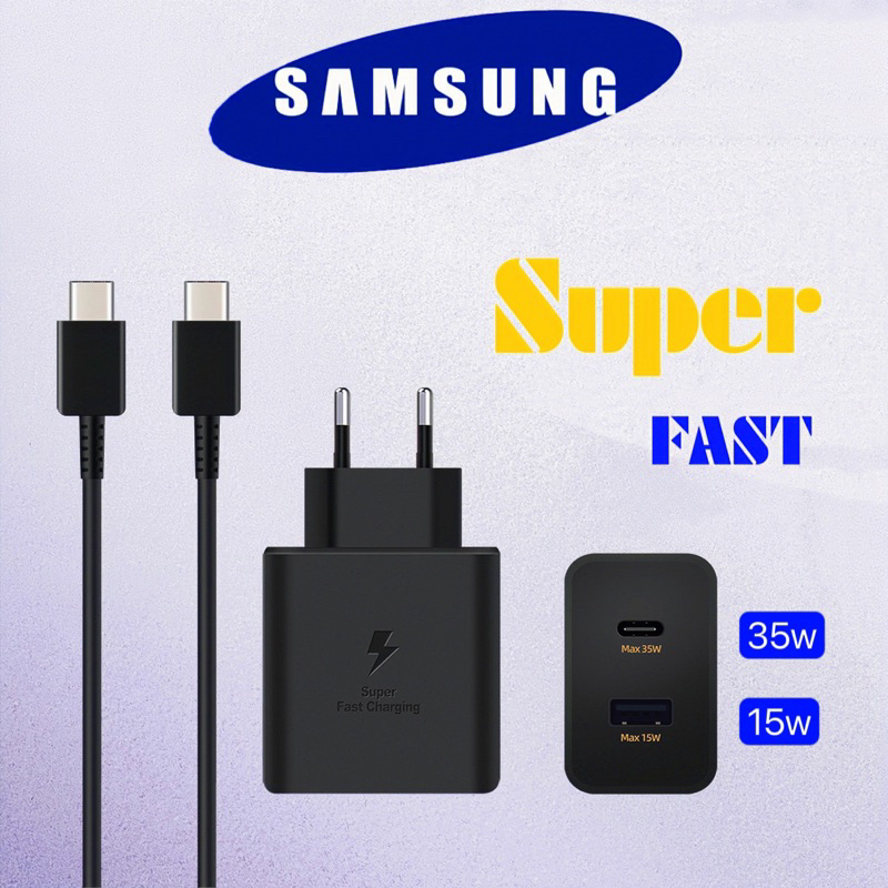 Jual Charger Samsung 35 Watt PD Super Fast Charging Dual Port USB A+USB ...