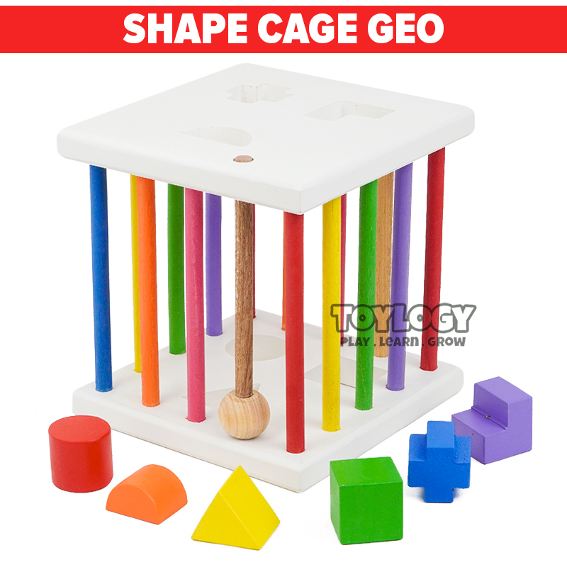 Jual Mainan Kayu Edukasi Anak Alat Belajar Sorting Cage Geometri Shape ...